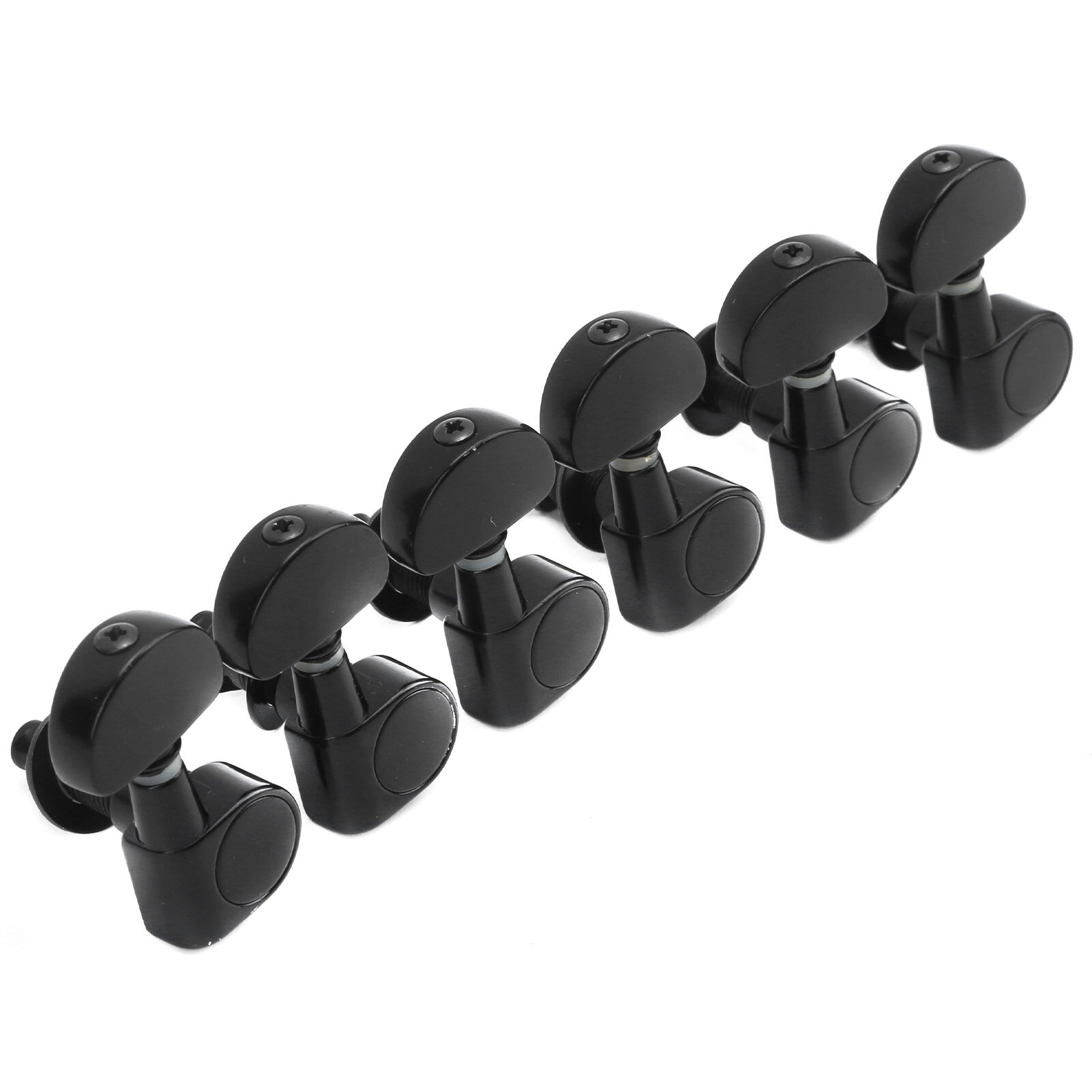 Крепления для настройки струн гитары Металлические герметичные гитарные машинки Набор для акустической и электрогитары Черный 6 штук с винтами Ширина ручки 24мм Угол под отверстием под винт 45 градусов Изготовление из сплава, стали A3, железа и меди