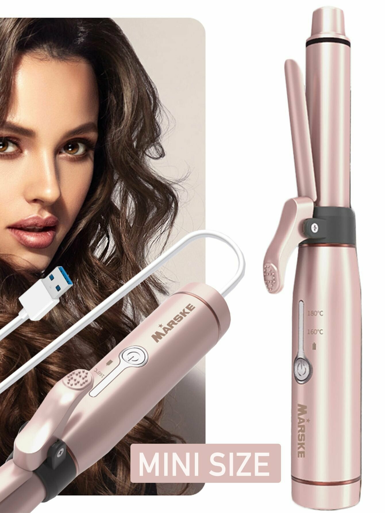 Беспроводная мини-плойка для завивки волос, Дорожная USB-перезаряжаемая керамическая плойка для завивки волос