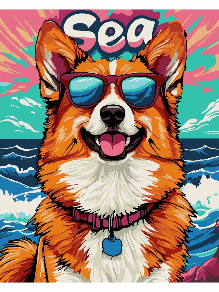 Картина по номерам Тут рисуют "Корги", 40x50 см, холст на подрамнике