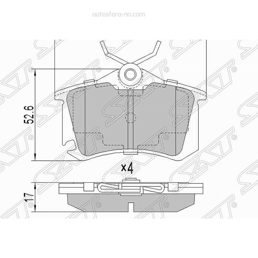 SAT ST1J0698451P Колодки тормозные (Сзади) Audi A3 96-13 / A4 94-09