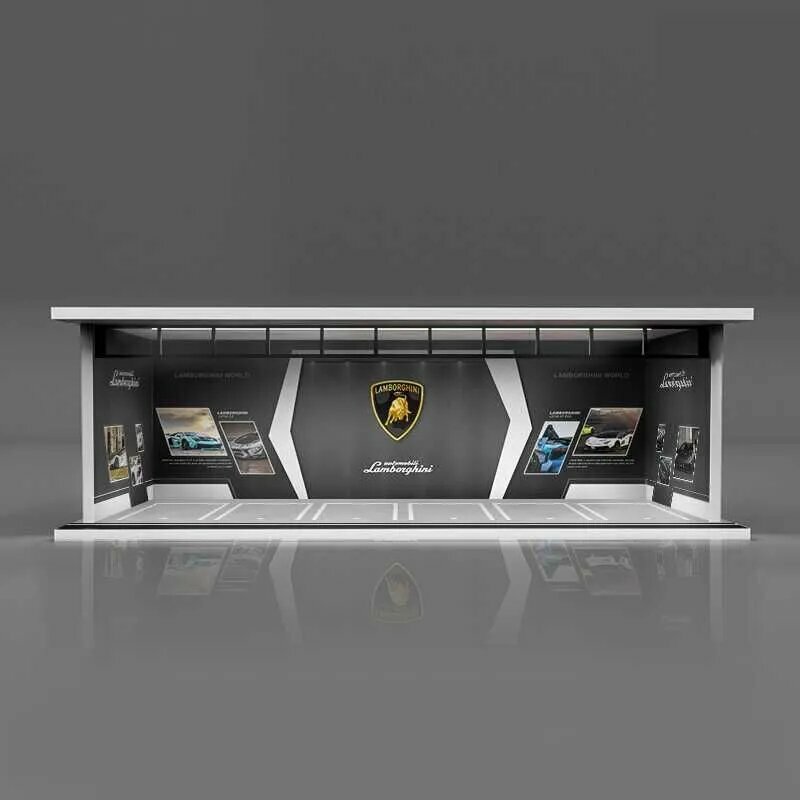 Диорама гараж MoreArt Porsche с подсветкой для машинок для моделей 1:64. Игрушечный гараж, парковка для машинок