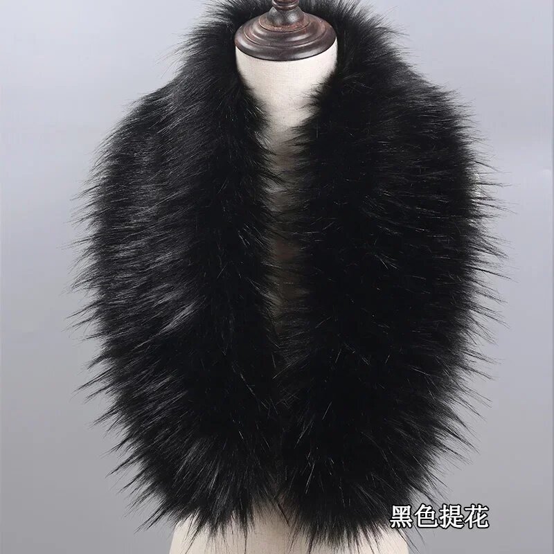 2025 Новый стиль фальшивый меховой воротник 100% высококачественный меховой шарф супер роскошная мода женщины мужчины воротник куртки капюшон шаль обертает ZH04,200,1,18, искусственный мех