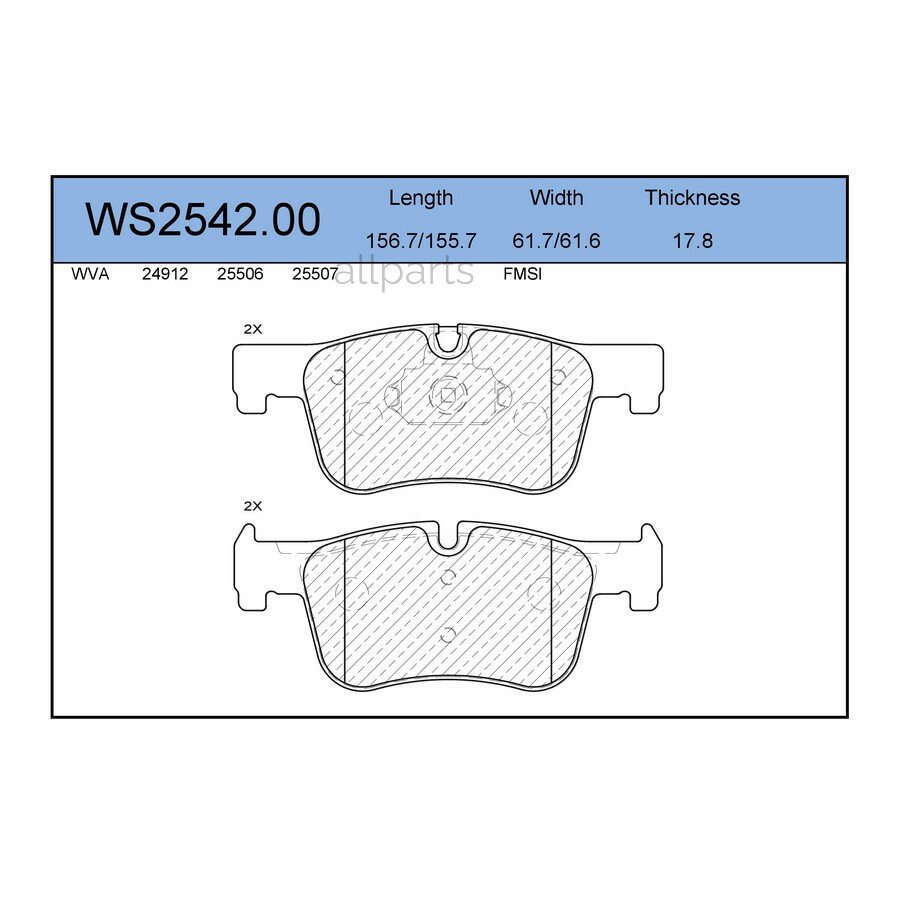 JEENICE WS254200 Колодки тормозные дисковые | перед |