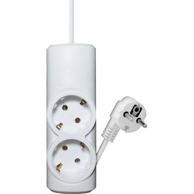 Удлинитель PROGIX PG220 2р/2м/3,5кВт/16А заземление, белый, ПВС 1.5