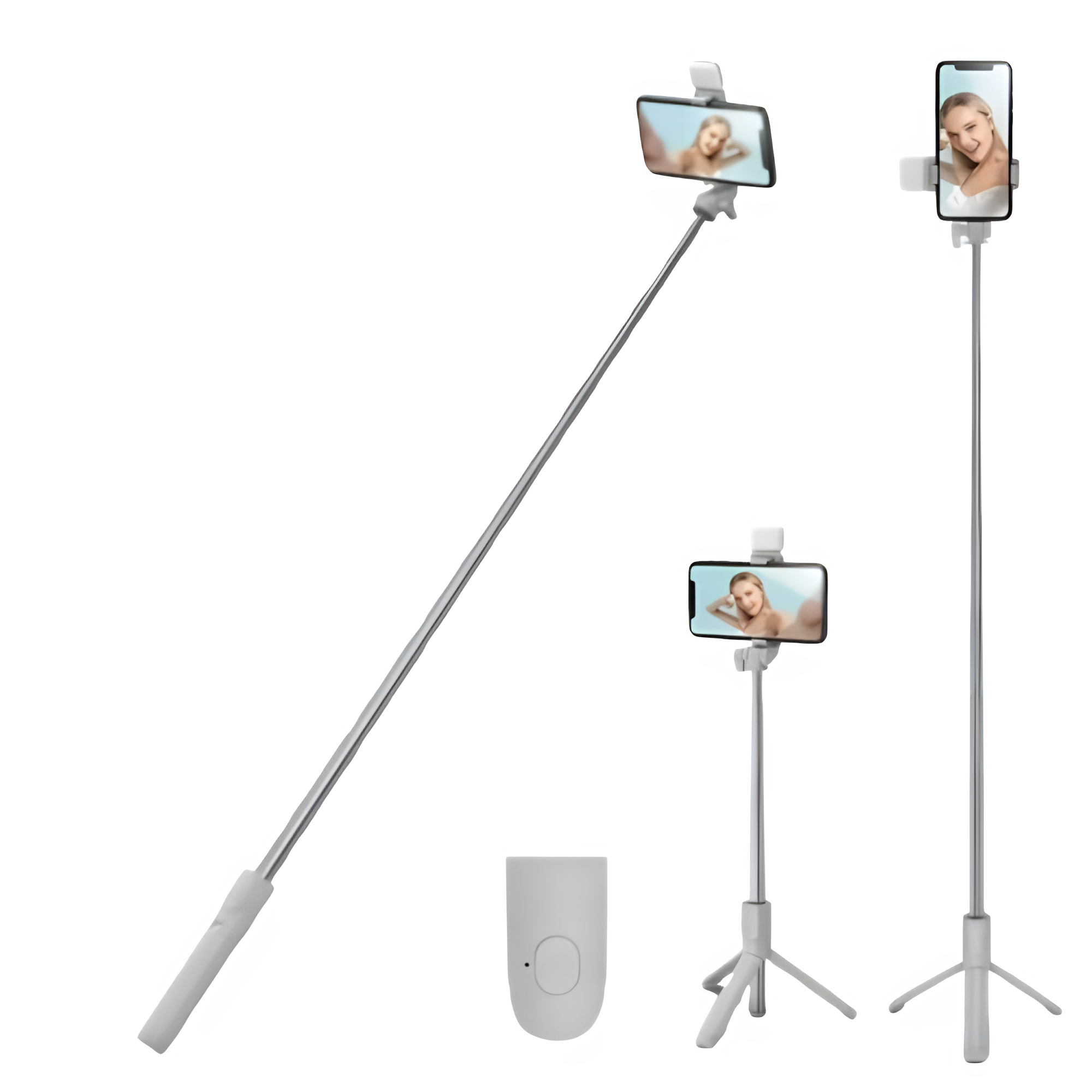 Многофункциональная селфи-палка с Bluetooth и встроенной подсветкой, H1S-1m, (белая)