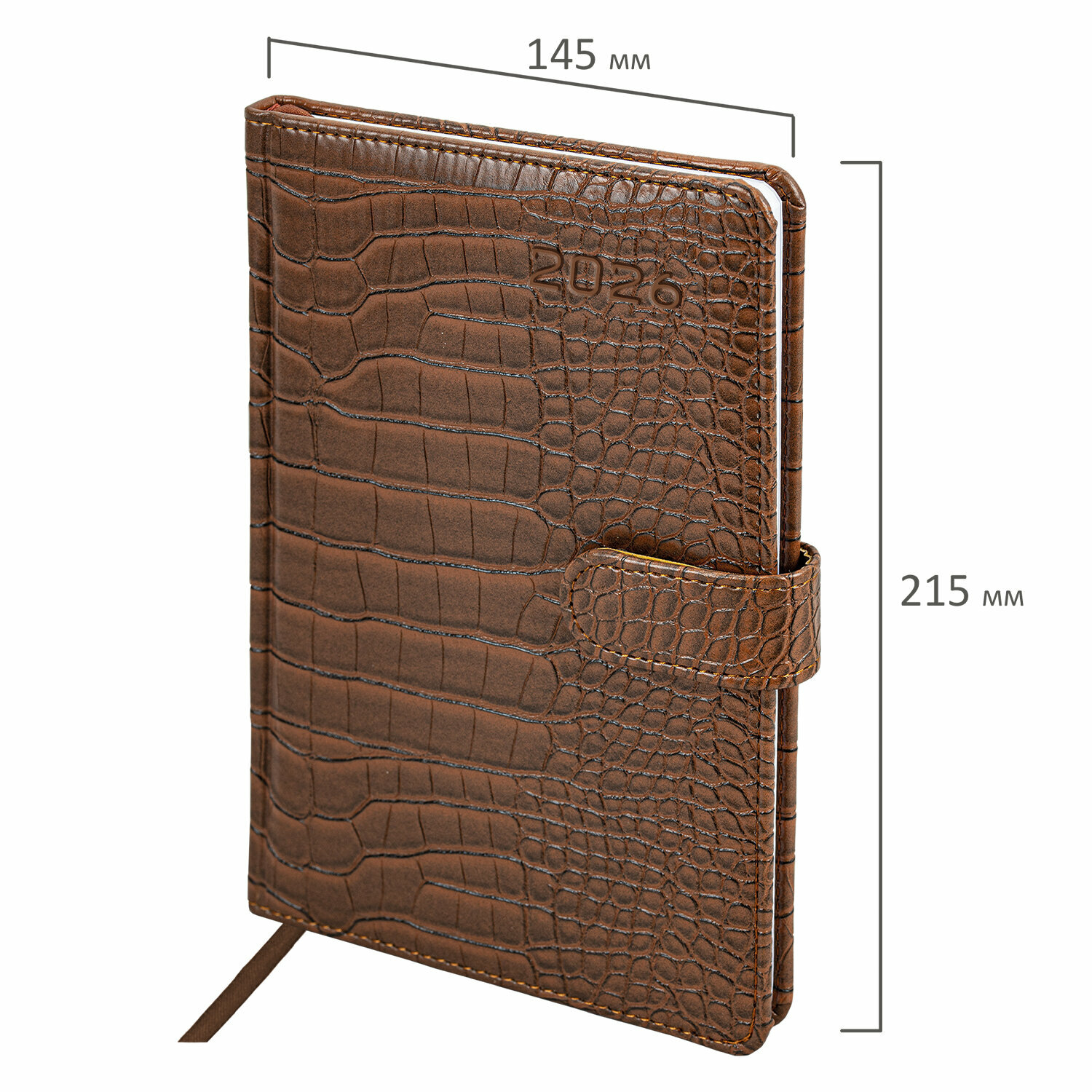 Упаковка 2 шт. Еженедельник датированный 2026 А5 145х215 мм, BRAUBERG "Party", под кожу, коричневый, 117177