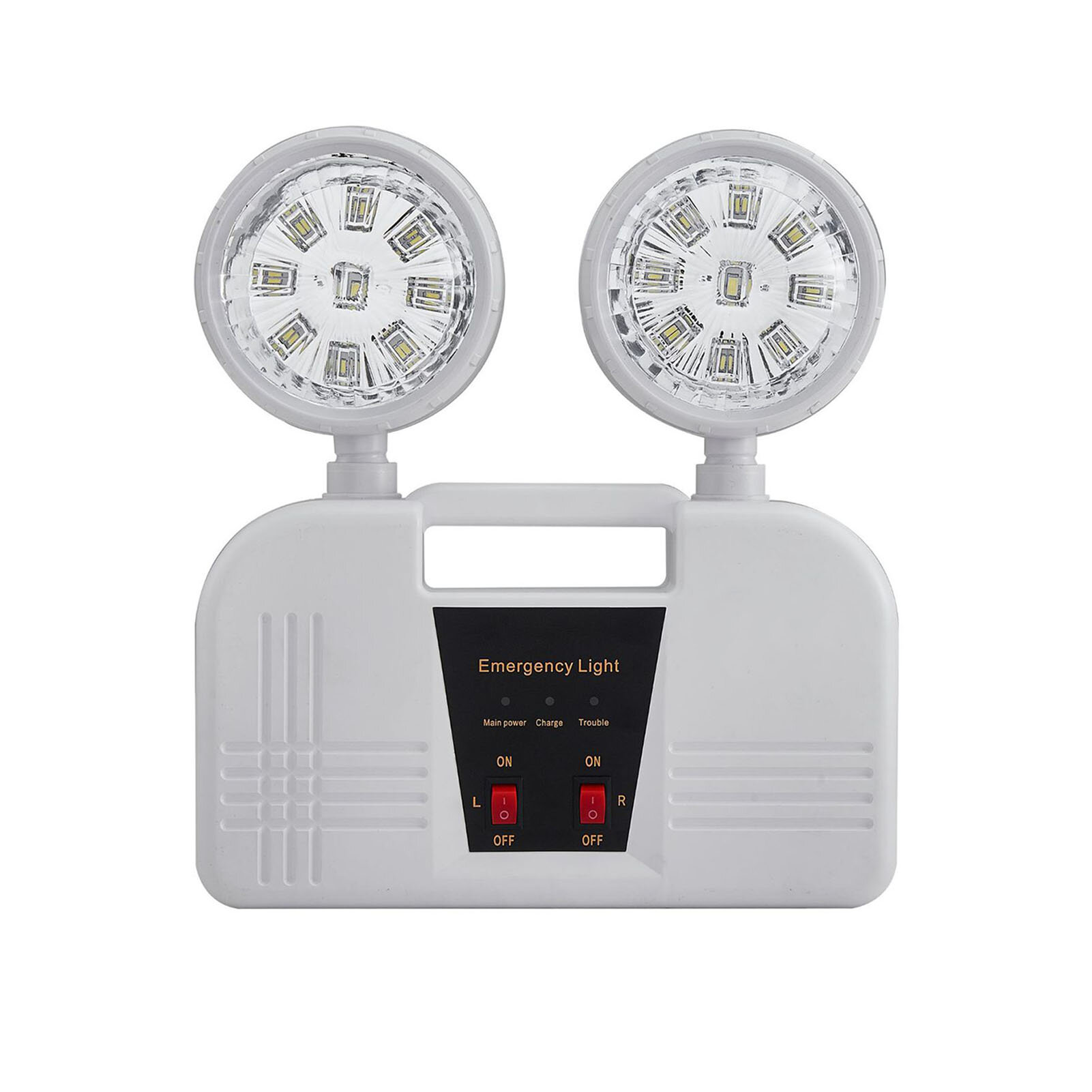 Аварийное освещение 1800 мАч, 2 головки, автоматическое включение, водонепроницаемая противопламенная пластиковая аварийная лампа для семейного офиса, вилка европейского стандарта