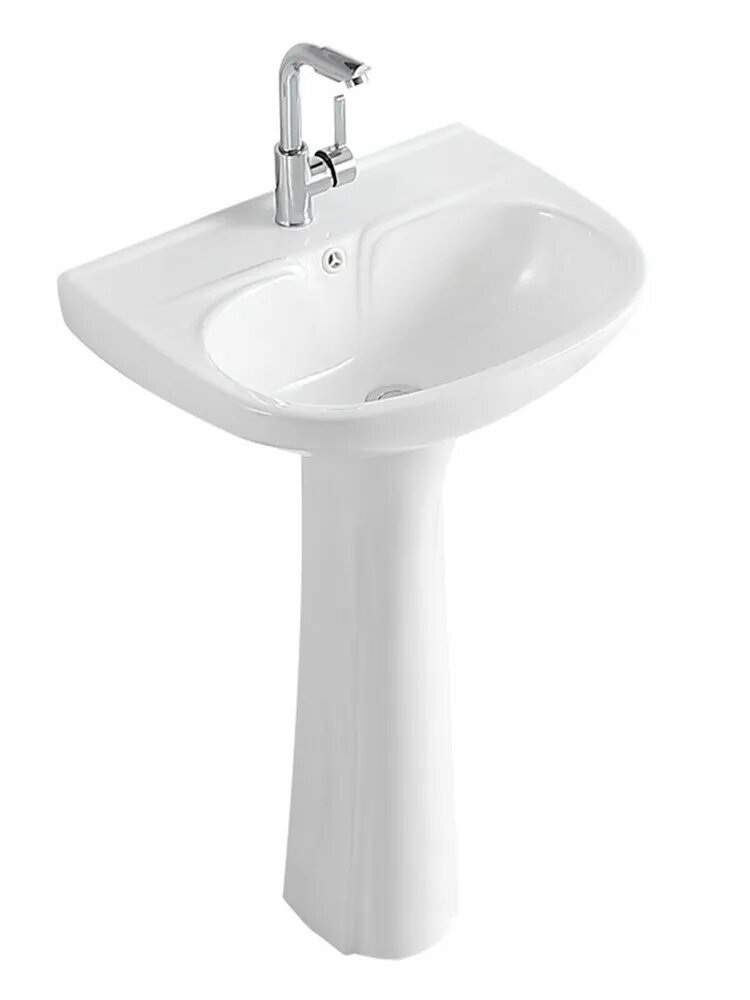 Белый керамический умывальник Раковина на пьедестале для ванной комнаты 50X40X77cm