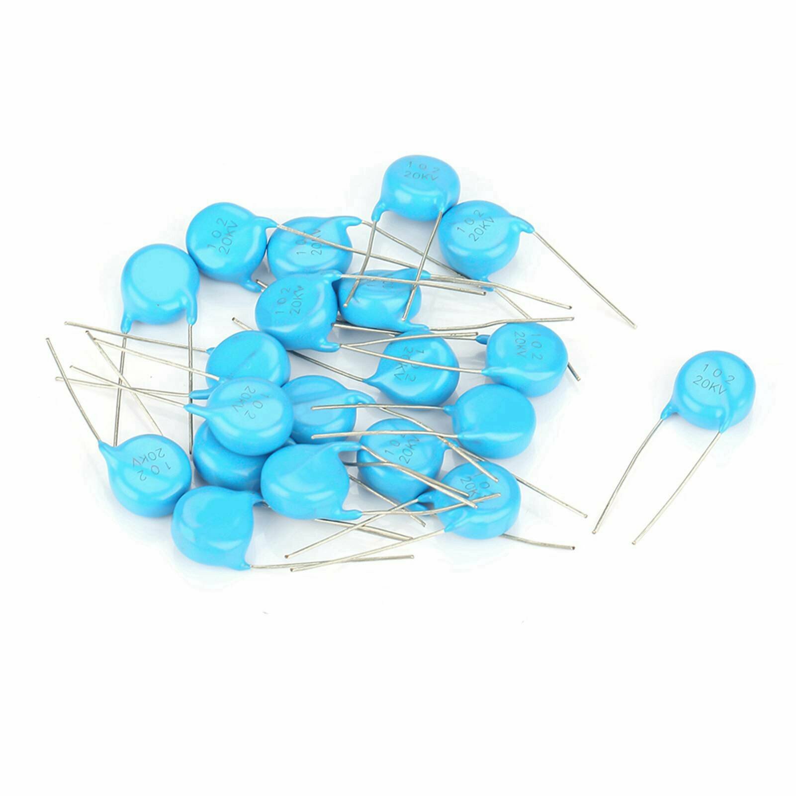 High Voltage Ceramic Capacitors, 1nF 0.001uF 1000pF Capacitor Kit, 15mm/0.6in Blue Small Electronic Equipment for Precision Instruments