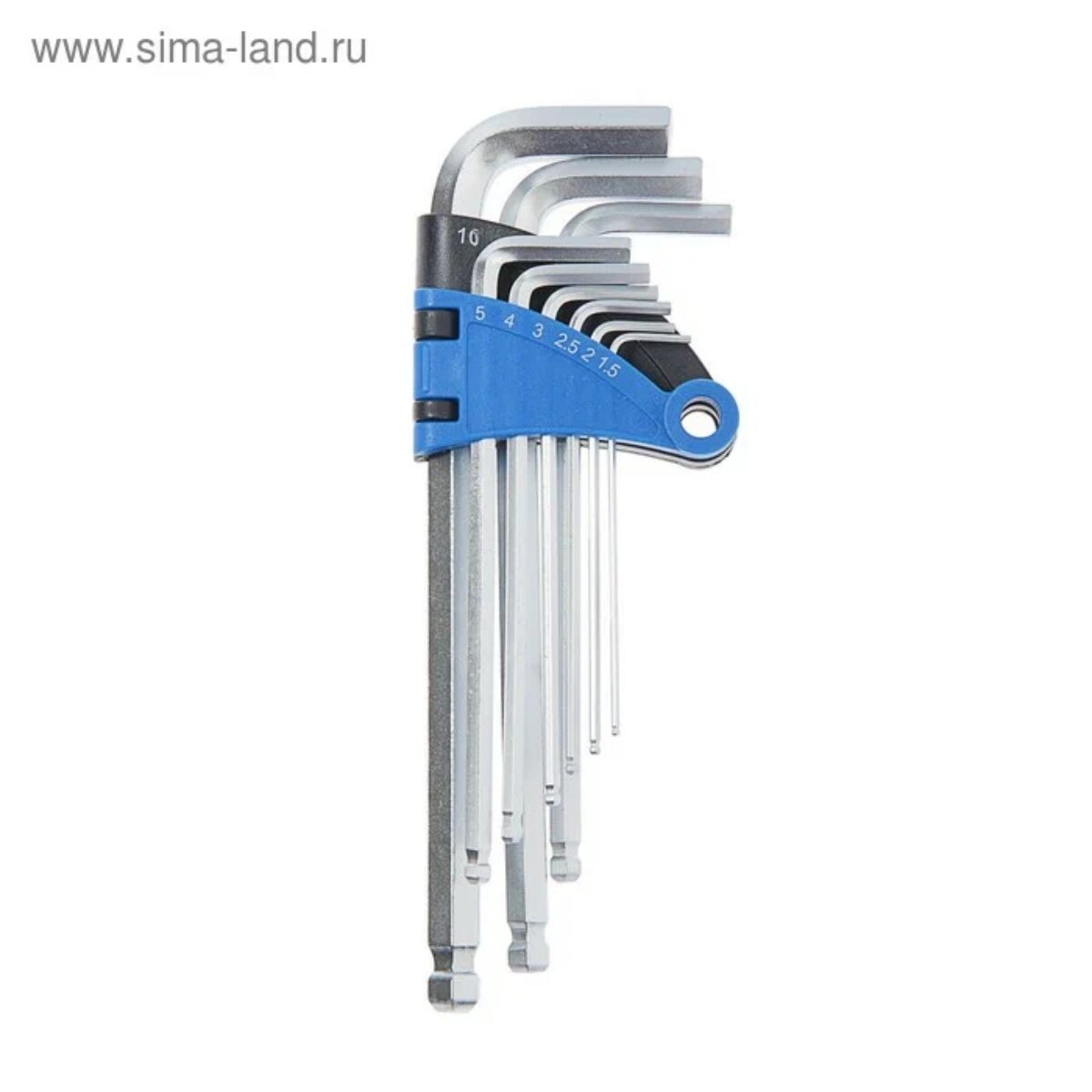 Набор ключей шестигранных тундра, удлиненных с шаром, CrV, 1.5 - 10 мм, 9 шт.