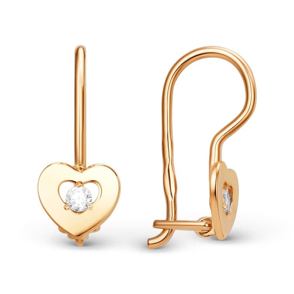 Серьги, красное золото, 375 проба, фианит