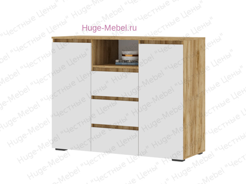 Комод "Хелен КМ 01" белый+крафт Huge Mebel . Ширина 1202 Высота 958. Комоды