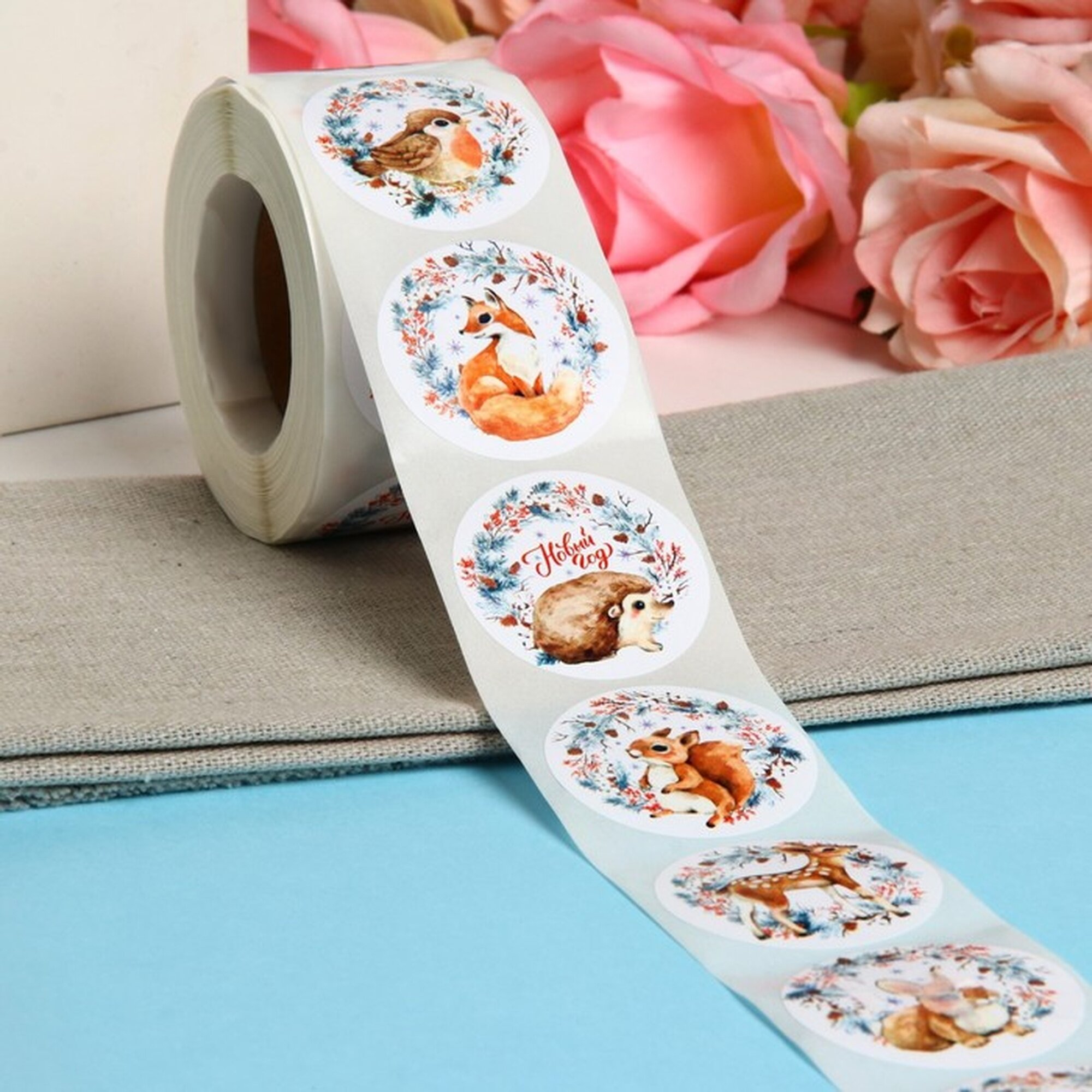 Набор наклеек Upak Land "Зверята", бумага, 500 штук, 3.8x3.8 см