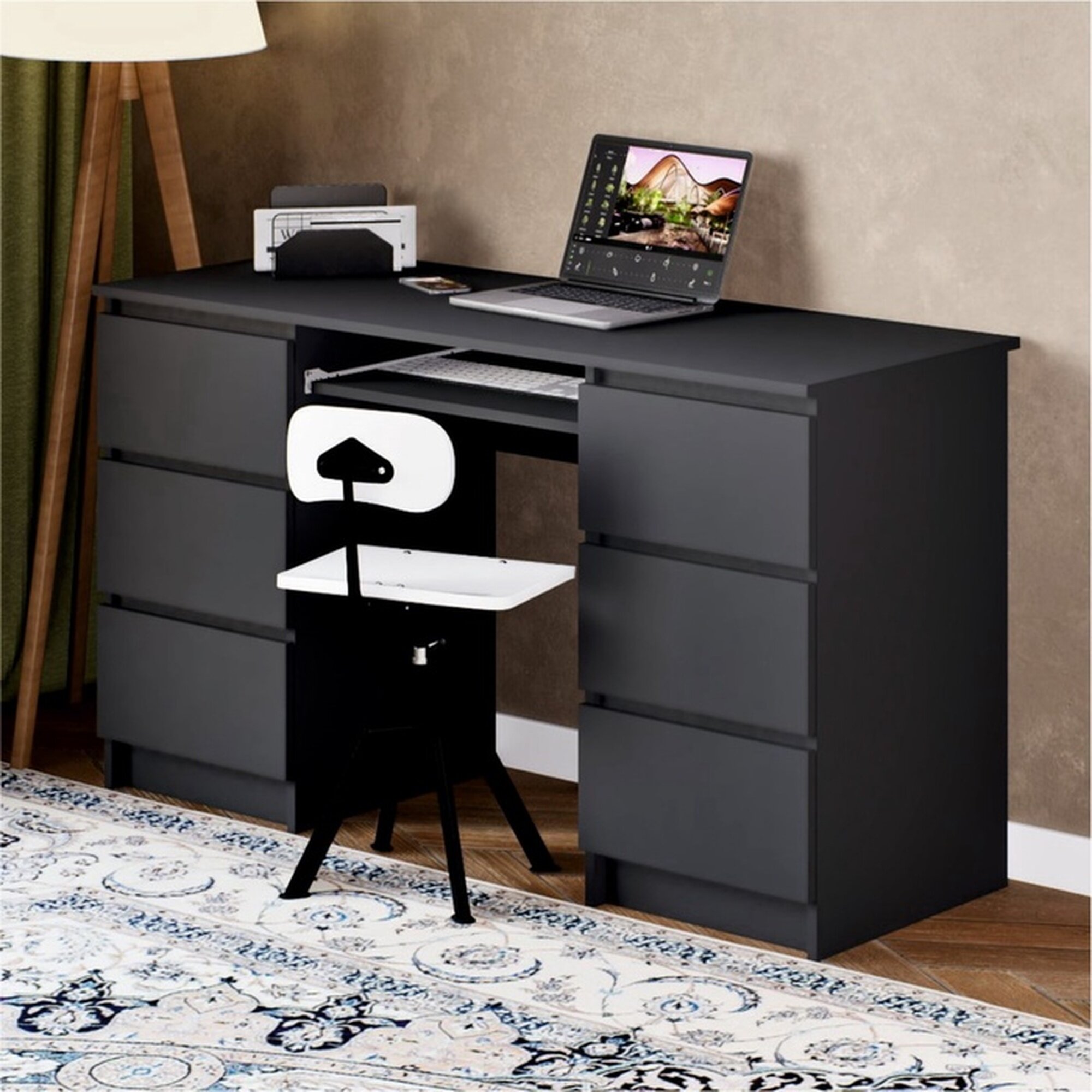 Письменный стол Сима-ленд "Мадера", 1360x500x770 мм, с ящиком, серый