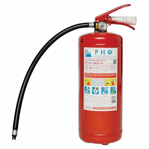 Огнетушитель порошковый ОП-4, АВСЕ (твердые, жидкие, газообразные, электрические) закачной, индивидуальный короб, РИФ