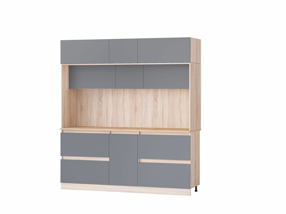 Кухонный гарнитур Аврора 2200 графит/сонома+Столешница 26 мм вотан (Регион 058)