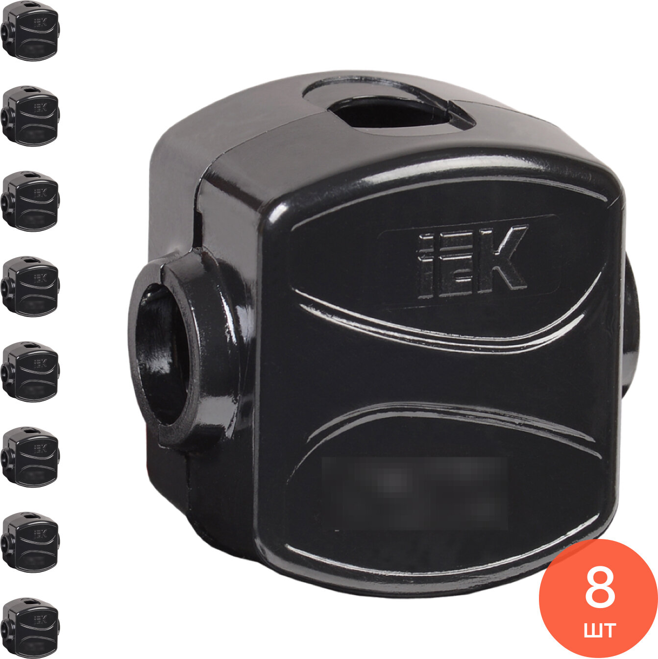 Сжим ответвительный IEK / ИЭК У-734М для магистрального провода, пластик, черный, 16-35/16-25мм², 42×41×31мм / электрика (комплект из 8 шт)