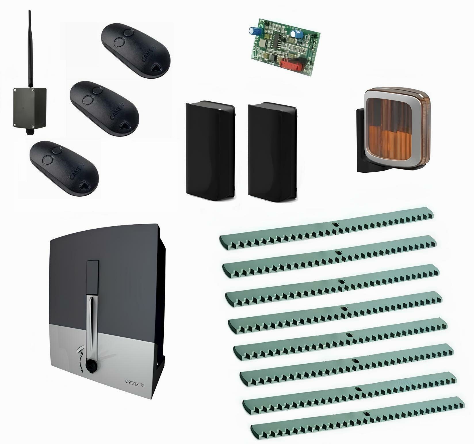 Автоматика для откатных ворот BXL04AGS FULL8-A-BT-Т3, комплект: привод, радиоприемник, 3 пульта, фотоэлементы, лампа, 8 реек, Bluetooth-модуль