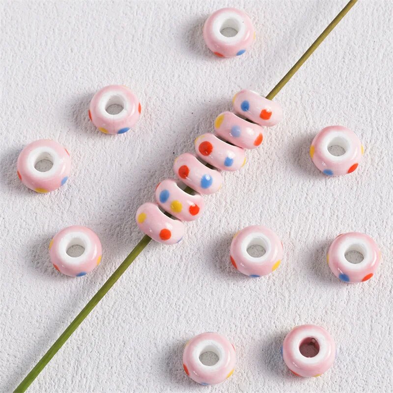 6x15 мм красочные детские забавные керамические бусины с большим отверстием для изготовления ювелирных изделий, браслета, ожерелья, аксессуаров для рукоделия, сделай сам