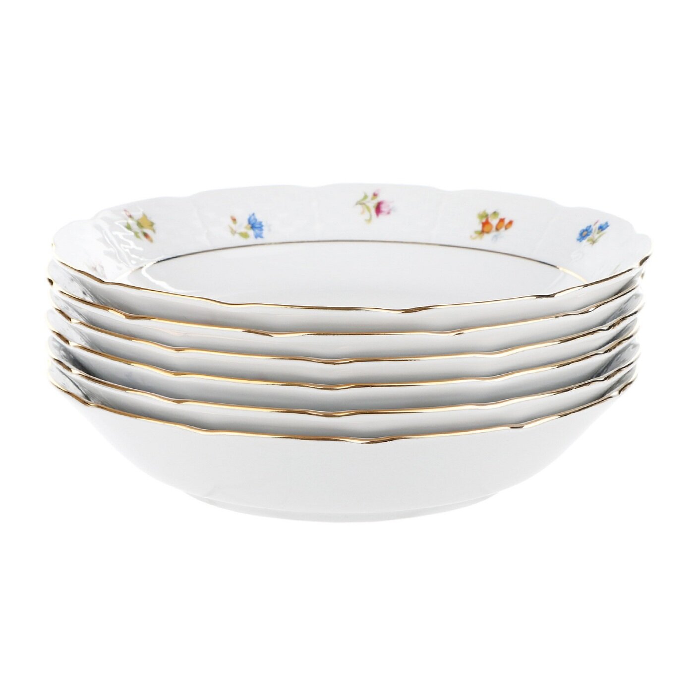 Тарелка COUPSOUP 19 см; "Natalie", декор "Мелкие цветы, отводка золото", 6 шт, Thun/ БТФ0830