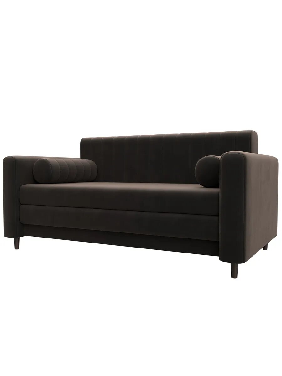 Диван прямой Браун со спальным местом 137х199 см, на ножках, две декоративные подушки, велюр