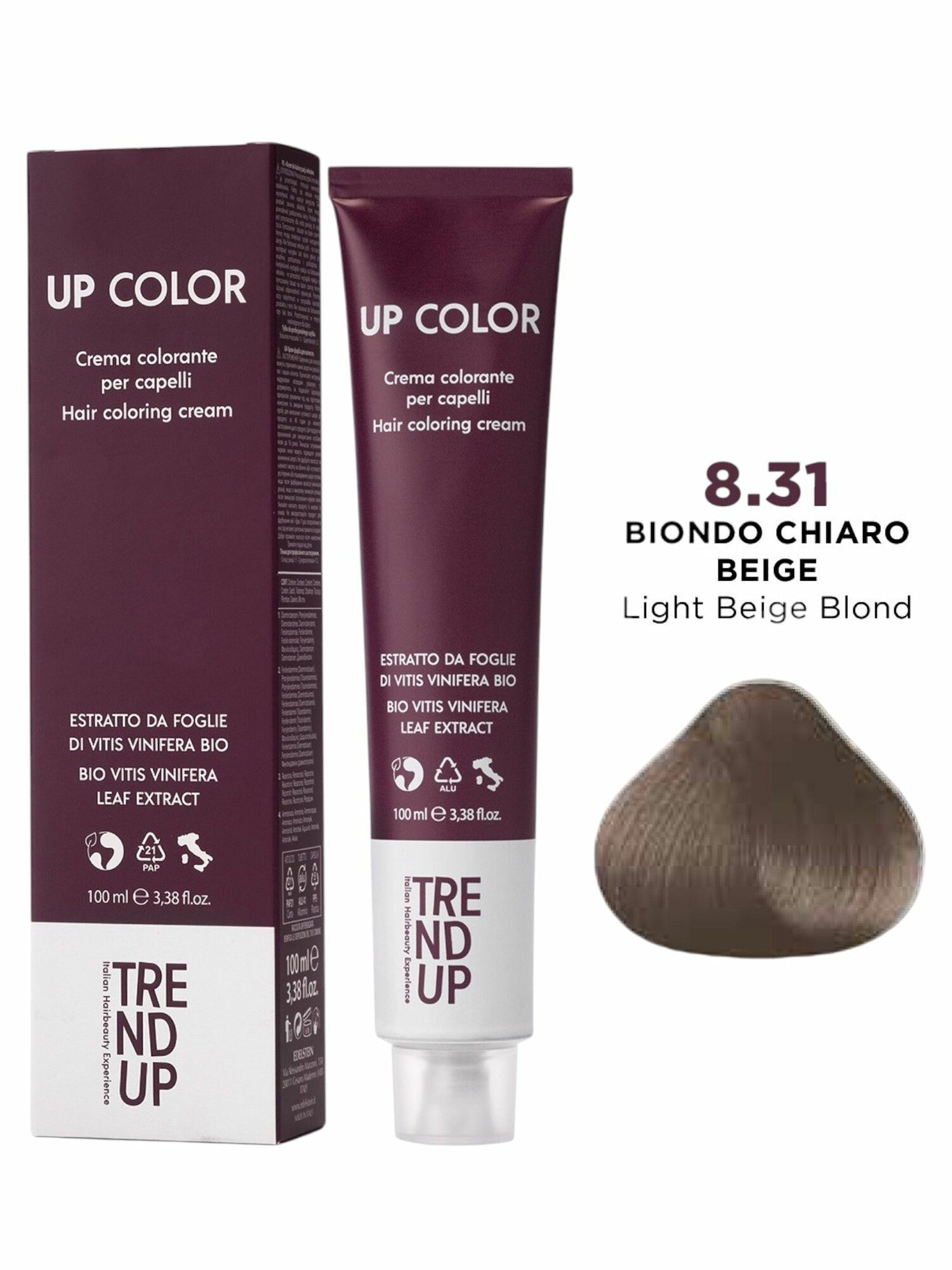 Краска для волос, 8.31 Блондин золотисто-пепельный, Профессиональная, TREND UP UP COLOR, 100 мл