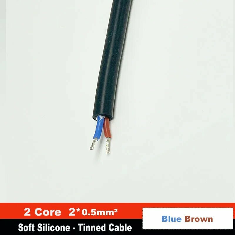 Супермягкий Силиконовый Изолированный Кабель 5/10/20 М, 0.5/0.75 Мм, 2 Жилы, 2 Core 0.5mm2 20m