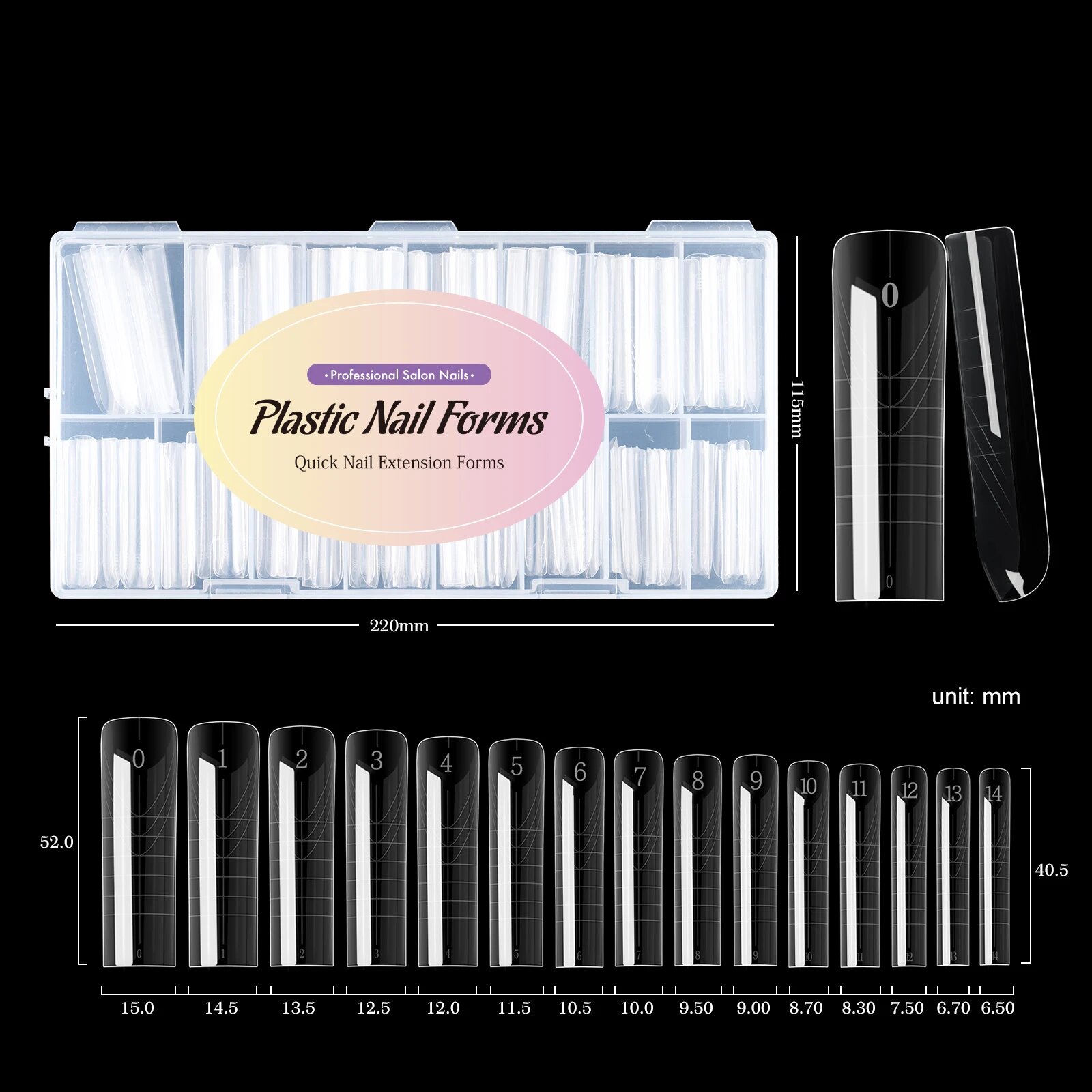 MOWOT Квадратные двойные формы для наращивания ногтей E-150pcs