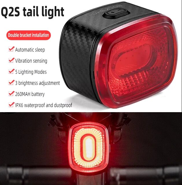 ROCKBROS Smart Bicycle Tail Light IPX6 Красный, Red with Smart mode