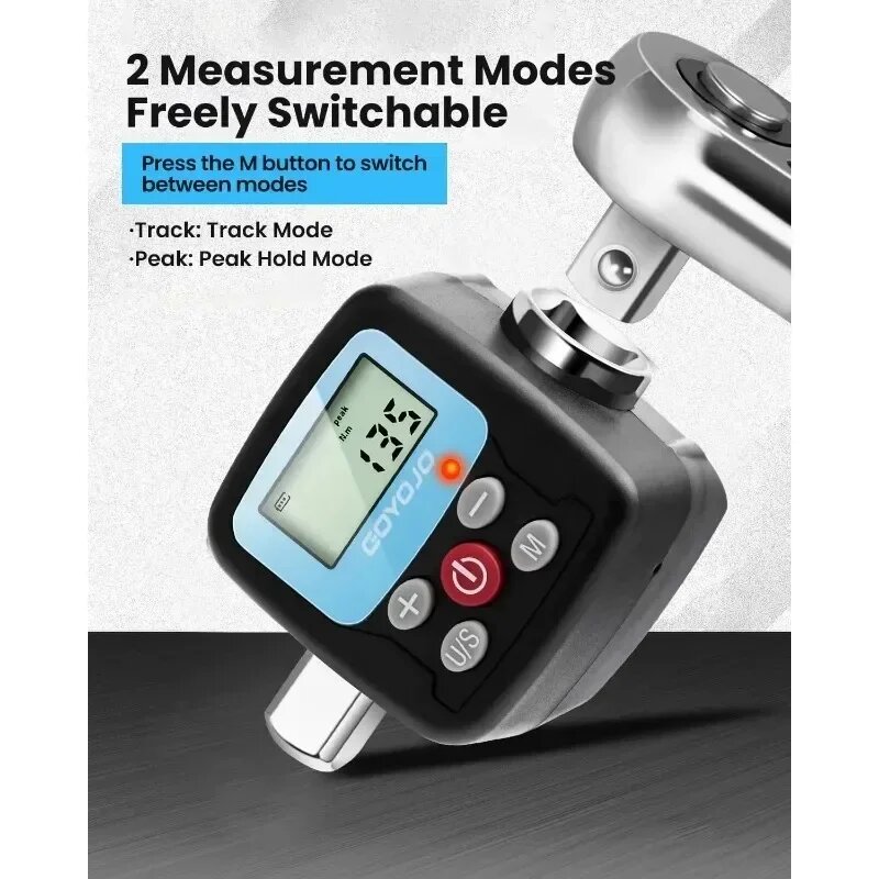 Профессиональный электронный динамометрический ключ для ремонта велосипеда и автомобиля, цифровой динамометрический ключ 1/2 дюйма, 2–200 Нм, регулируемый