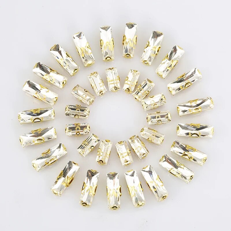 Стразы стеклянные 5x10 мм, Gold Crystal, 50 шт.
