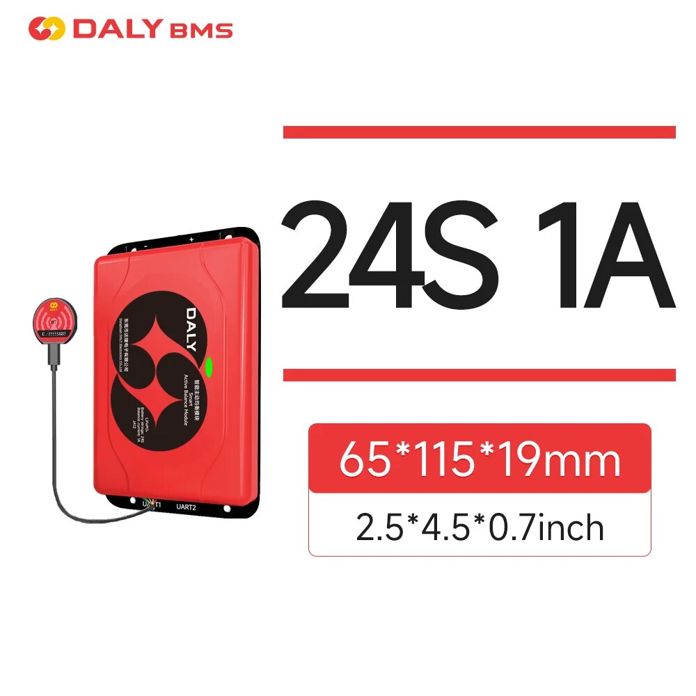 Daly BMS 24S 1A, балансир, Bluetooth, красный
