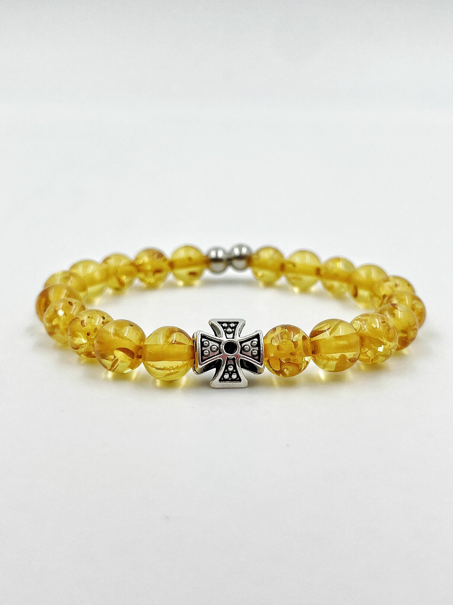 Браслет-манжета, янтарь прессованный