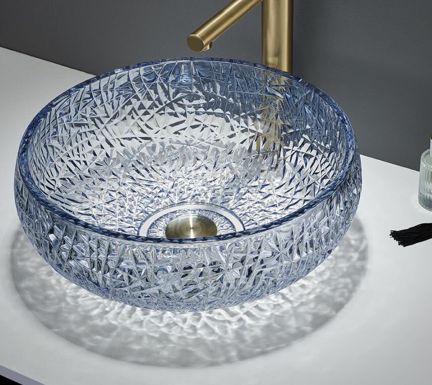 Раковина для ванной комнаты круглая, 41 см, из хрусталя, без аксессуаров