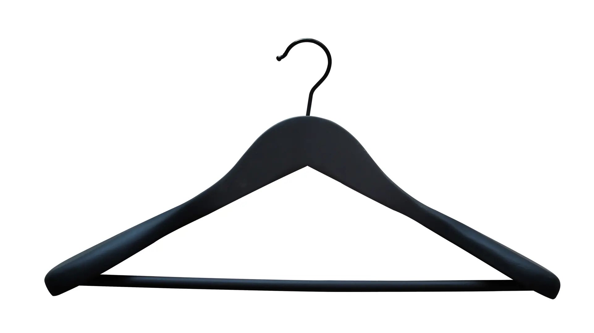 Плечики широкие Spaceo 45 см дерево/сталь с покрытием soft touch цвет чёрный