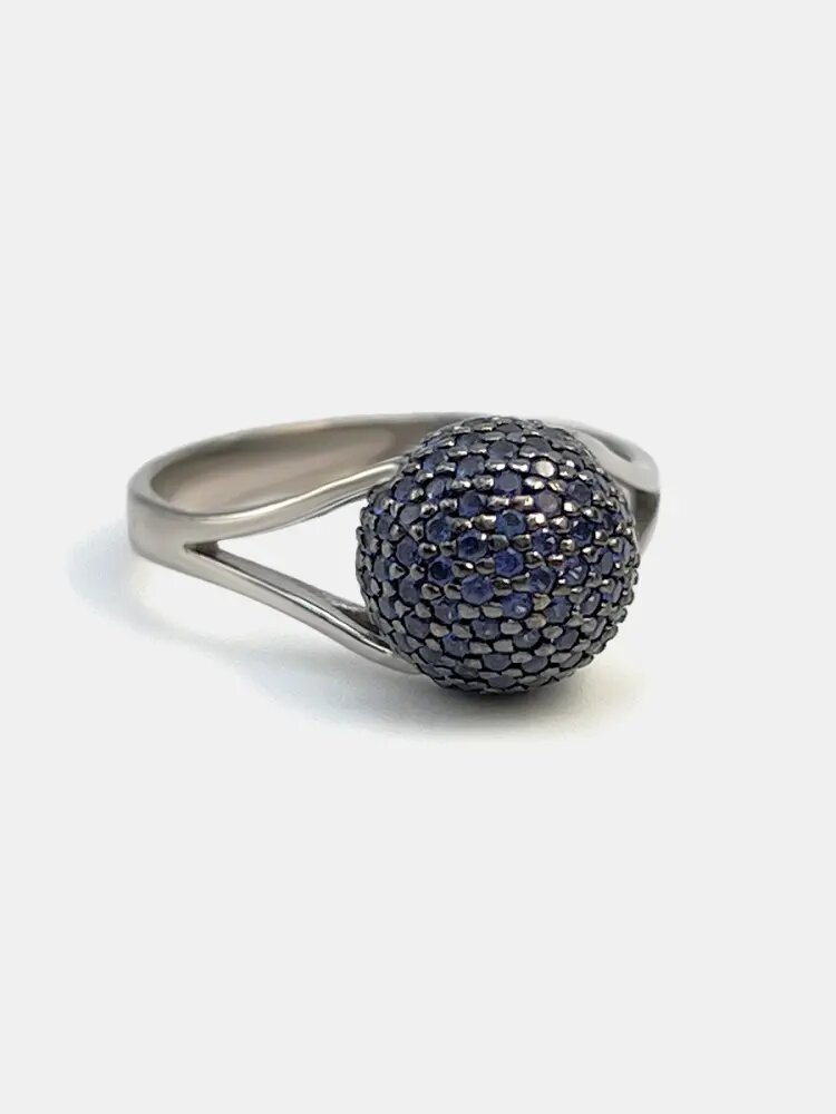 Кольцо Кристалл Мечты, серебро, 925 проба, чернение, сапфир синтетический