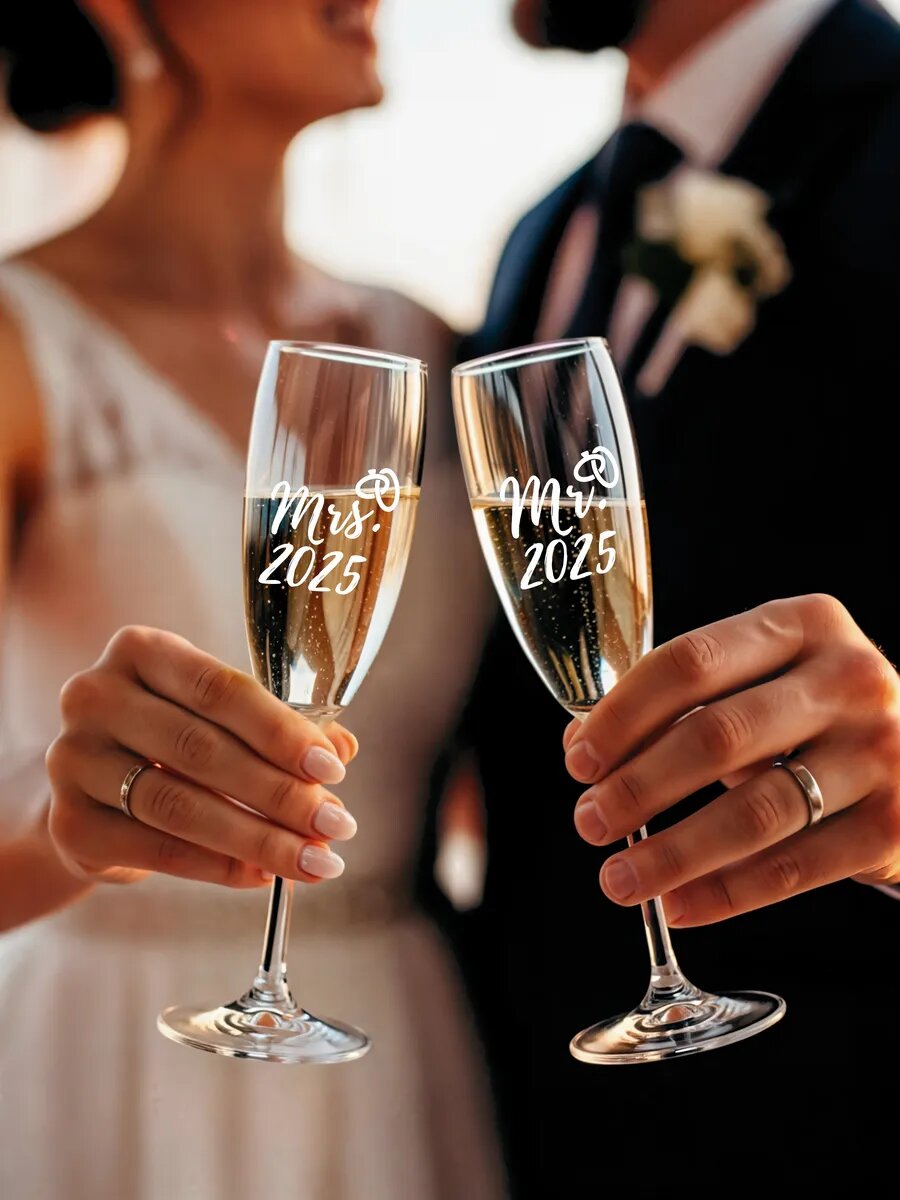 Подарок Свадебные бокалы молодоженов фужеры для шампанского