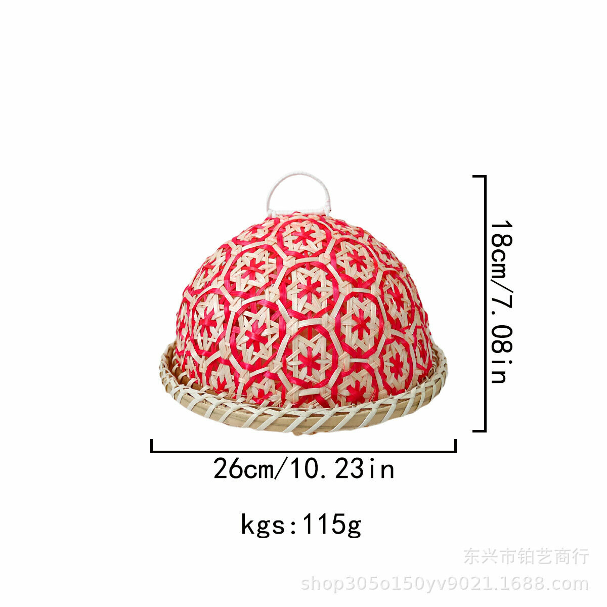 Поднос для фруктов, ручной работы, с крышкой, ротанг, красный