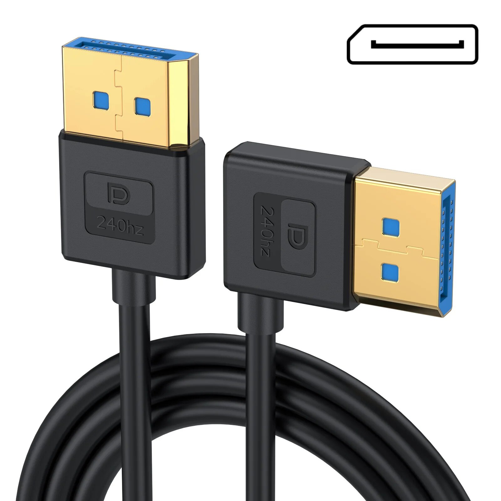 Кабель DisplayPort 1.4, 3m, 90°, Left