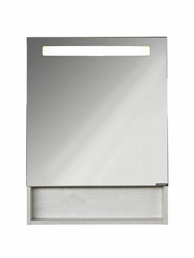 Зеркальный шкаф на 60 см в ванную комнату COMFORTY "Никосия-60" LED-подсветка дуб белый