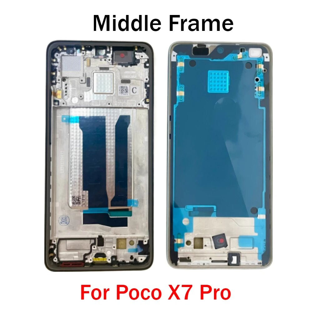 Средняя рамка для Poco X7/Pro, передняя рамка ЖК-дисплея, лицевая панель с боковой кнопкой, запасные части