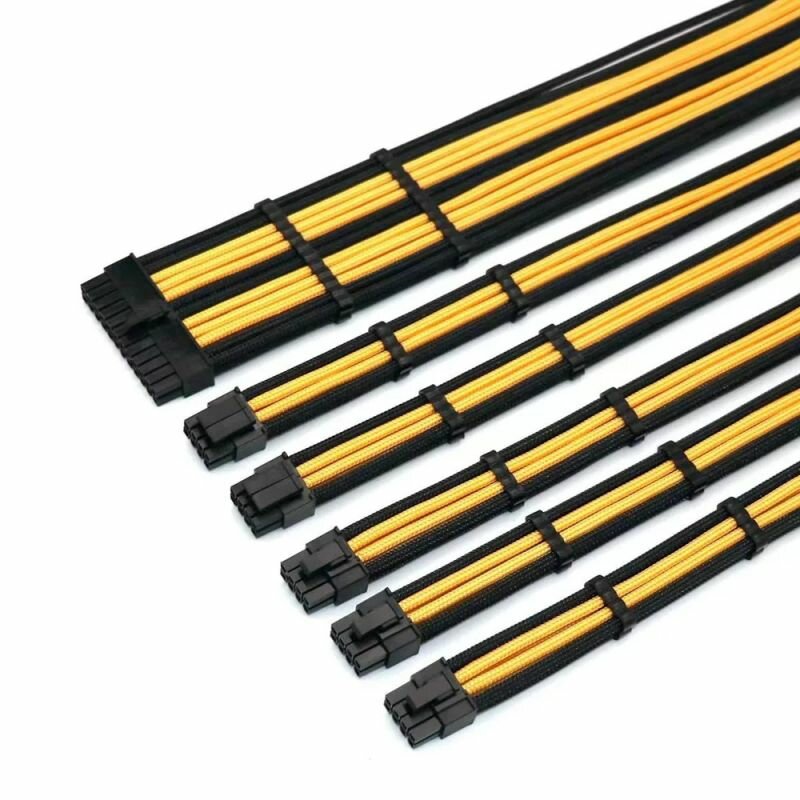 Разъем 4,2 мм 5557, одинарный, 4 мм, ПЭТ-оболочка, 24 контакта ATX, 2 шт, процессор, 8 контактов, EPS, 4+4 контакта, 3 шт, графический процессор, 8 контактов, 6+2 контакта, удлинительный кабель питания PCI-E