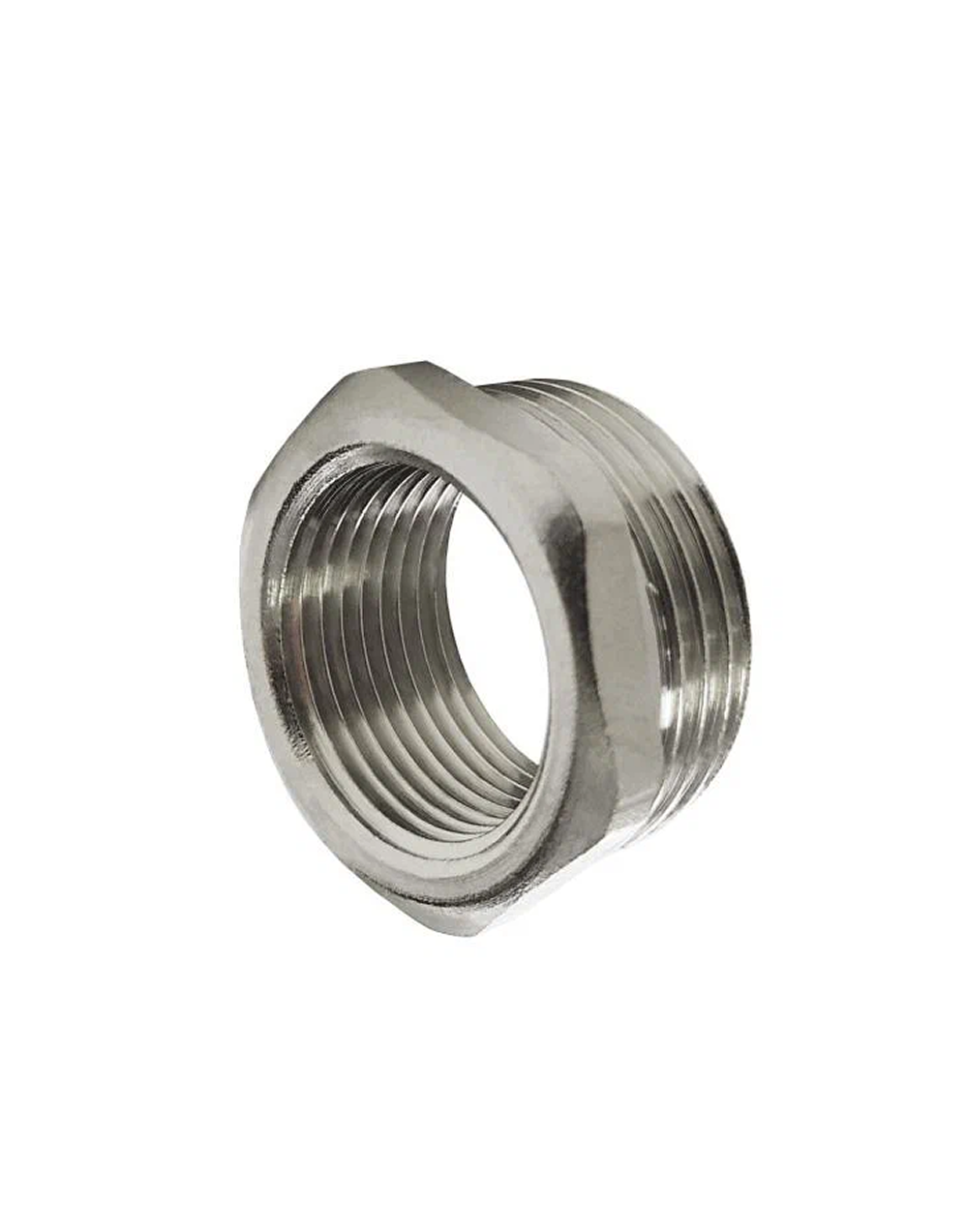 Футорка латунь никель Ду 15х8 (1/2"х1/4") НР/ВР VALFEX VF.581. N.012.014