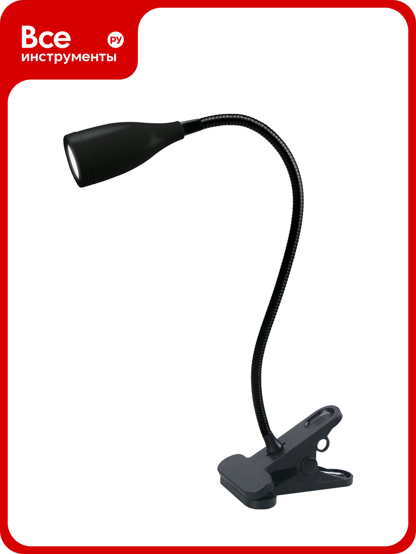 Настольный светодиодный светильник Uniel Ulm-d501 4w/4000k black «прищепка». механический выключатель. черный. tm UL-