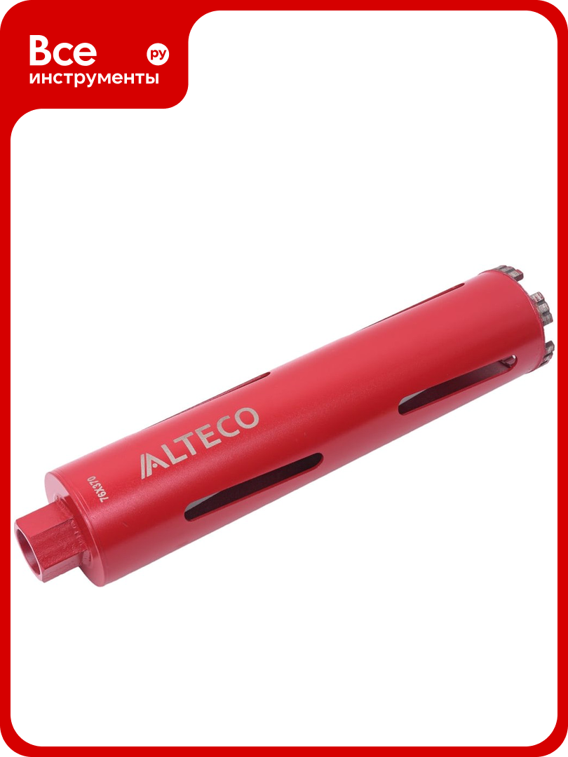 Коронка алмазная для сухого бурения BT (76х370 мм) ALTECO 41359, сухого бурения bt