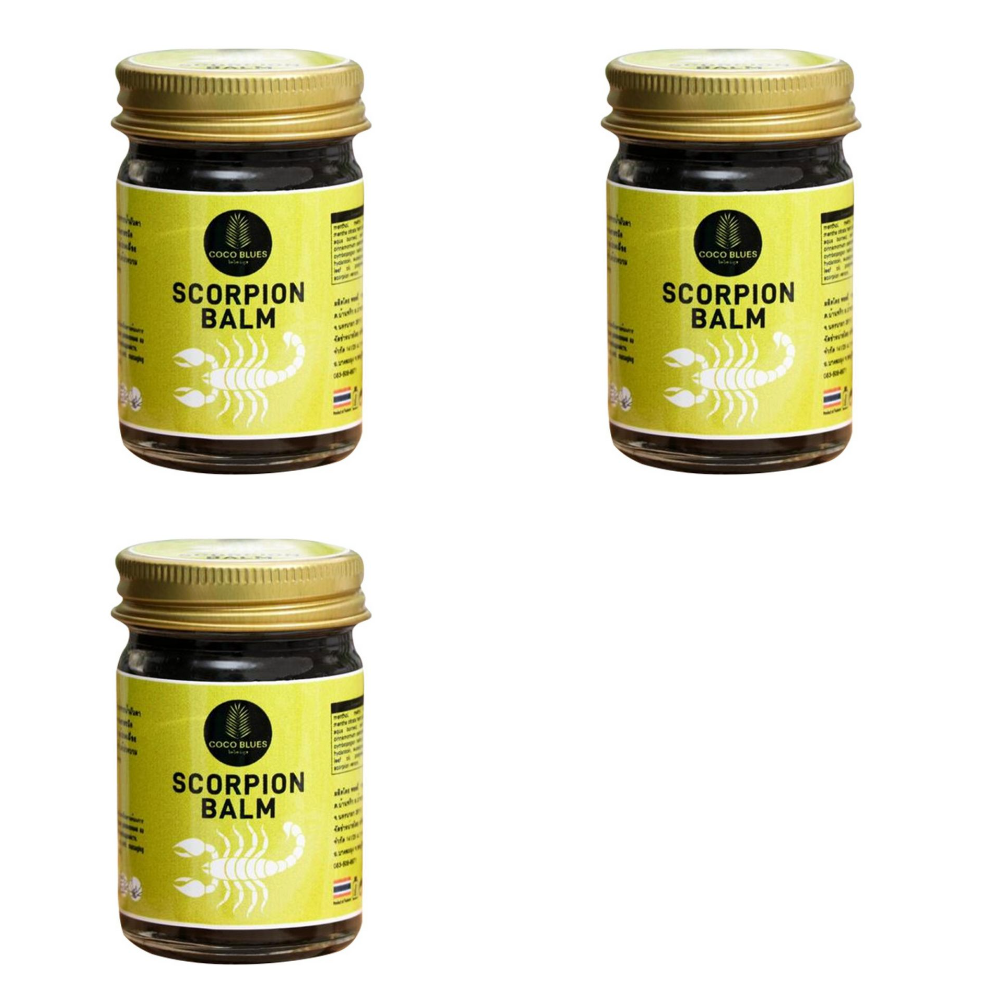 Тайский Бальзам Скорпион Coco Blues Scorpion Balm Original, 50 гр, 3 шт.