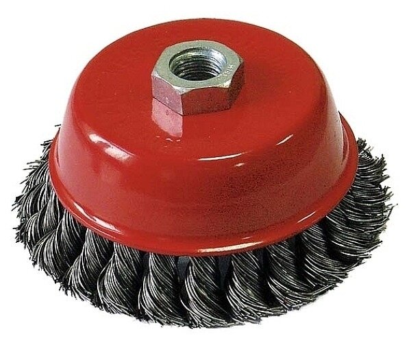 Щетка крацовка 888 для УШМ, чашка, витая, стальная проволока, 90мм / инструменты