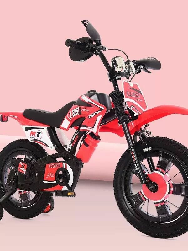 Велосипед детский "Детский мотоцикл", BMX, четырёхколёсный, красный, с возможностью крепления боковых колёс