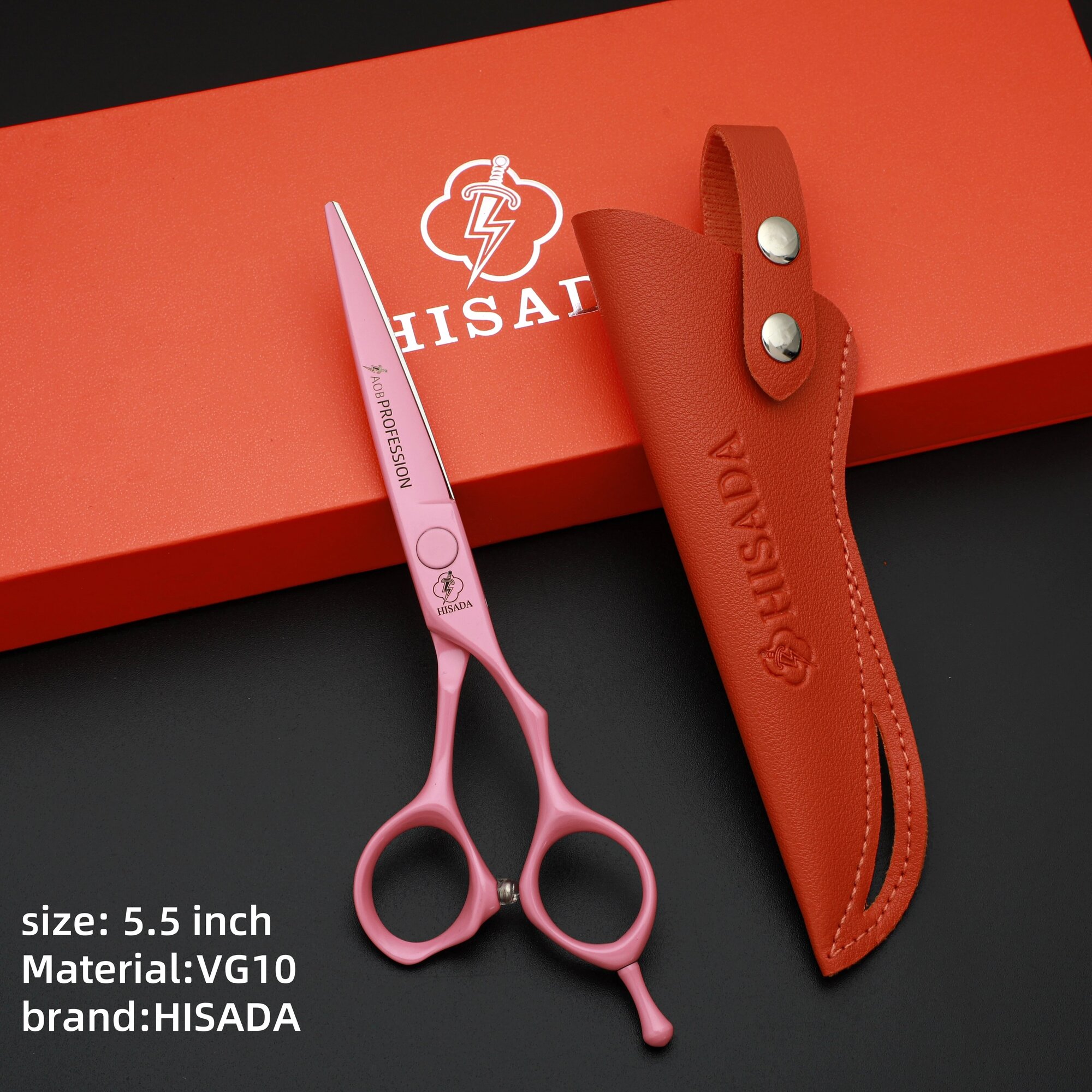 Ножницы для волос HISADA VG10 5.5 inch розовые
