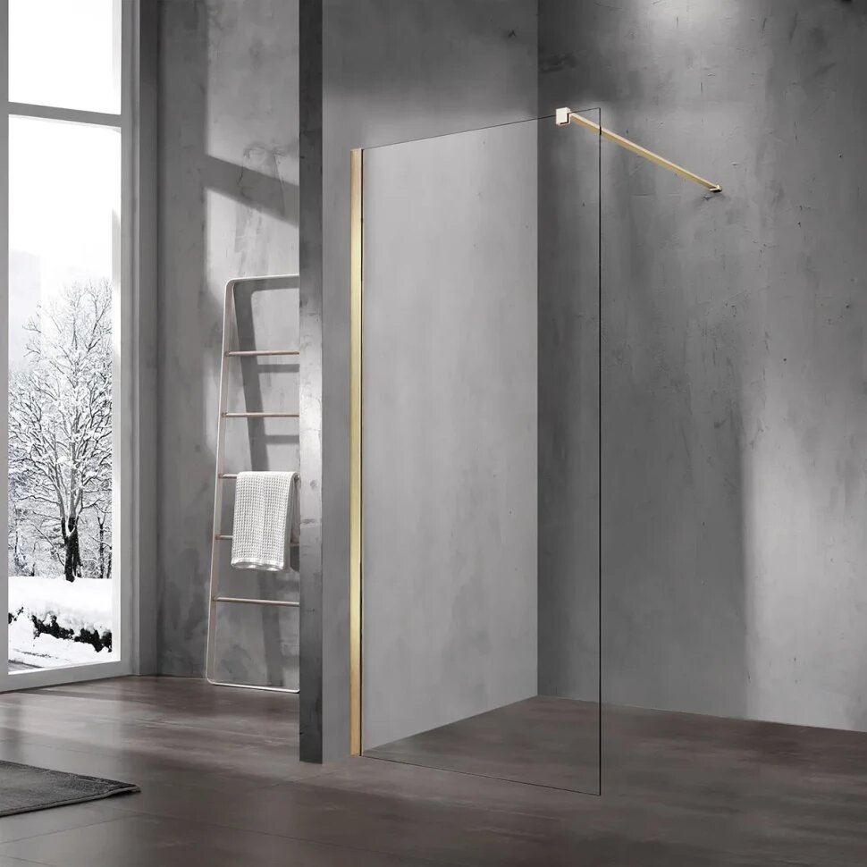 Душевая перегородка Vincea Walk-In VSW-1H600CLG 60 см, профиль золотой матовый, стекло прозрачное